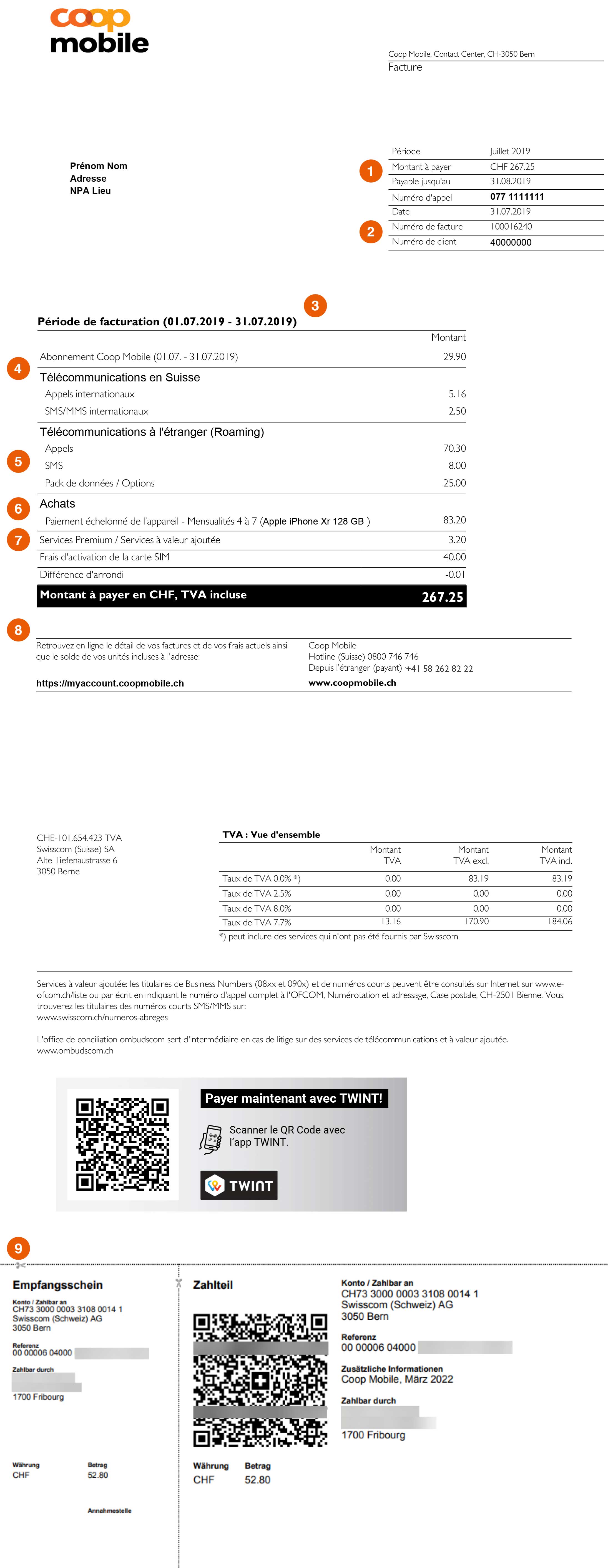 Exemple - Facture Coop Mobile | Coop Mobile